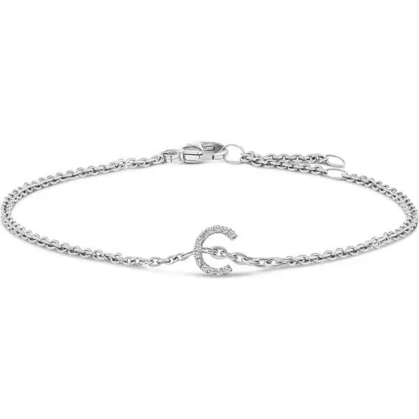 HAUS OF BRILLIANCE 10k Gold Diamond Accent Initial Charm Link Bracelet - White | C